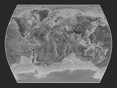 Antarctica Tectonic Plate Grayscale Times Earthquakes And Bou Stock Illustration