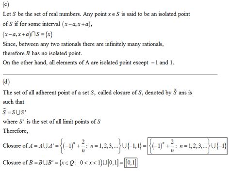 Real Analysis Limit Points Closure Isolated Points Mathematics