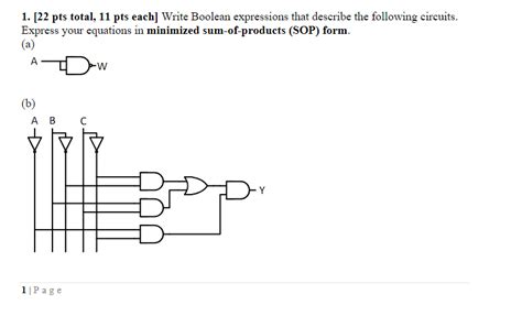 solved 1 [22 pts total 11 pts each] write boolean