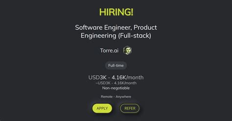 software engineer product engineering full stack at torre ai torre