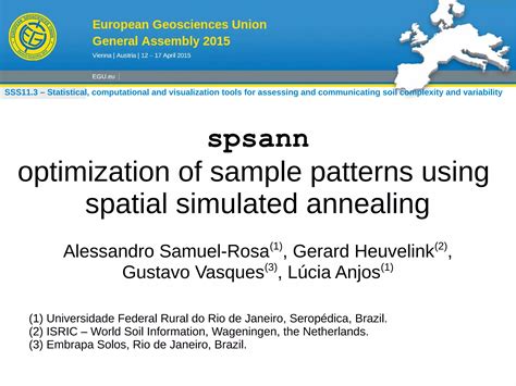 Spsann Optimization Of Sample Patterns Using Spatial Simulated Annealing Ppt