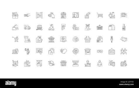 Store Ideas Linear Icons Line Signs Set Vector Collection Stock