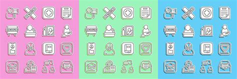 세트 메일 및 이메일 방패 손에 생명 보험 병원 간판 스피커 검열 스탬프 항의 와 애도 사진 프레임 아이콘 벡터 건강 진단에 대한 스톡 벡터 아트 및 기타 이미지 Istock