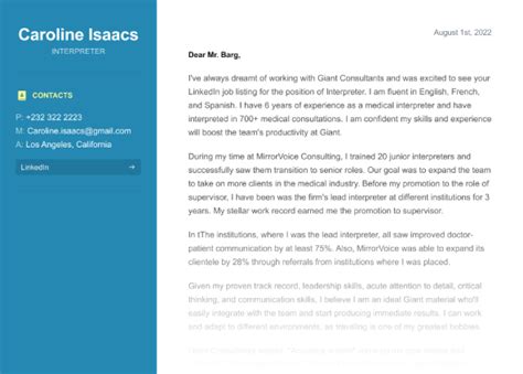 how to write an interpreter cover letter