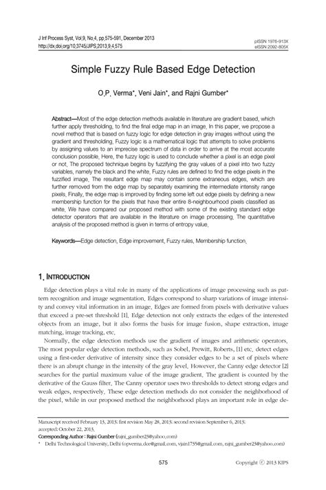Pdf Simple Fuzzy Rule Based Edge Detection