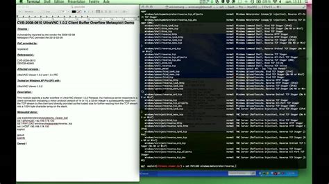 Cve 2008 0610 Ultravnc 102 Client Buffer Overflow Metasploit Demo Youtube