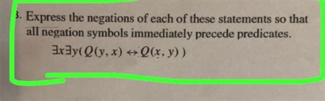 Solved Express The Negations Of Each Of These Statements So