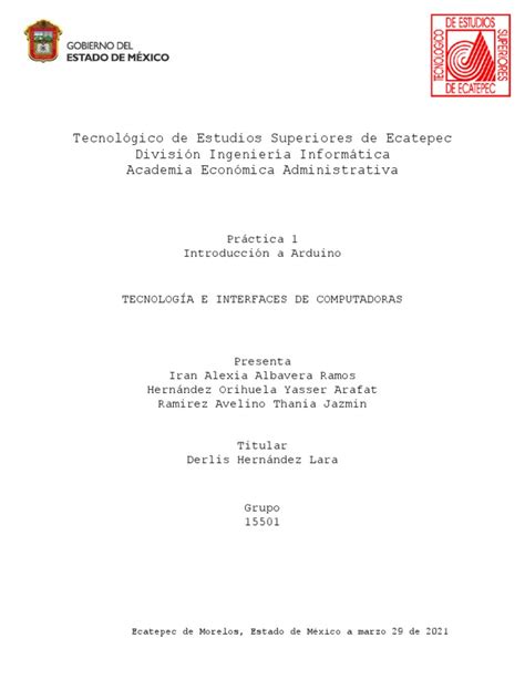 Practica 1 Pdf Arduino Diodo Emisor De Luz