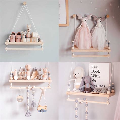 Badu Bg 1 бр Скандинавски мъниста за окачване на стена Дървена дъска Подпори за снимки Рафт за