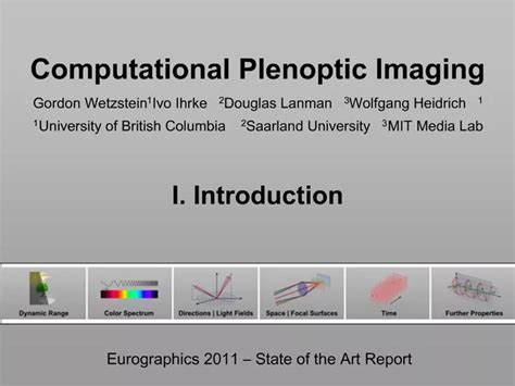 Ppt Advancements In Computational Plenoptic Imaging Powerpoint