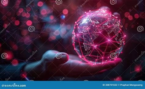 Illustration Of A Digital Globe With Network Lines And Data Points