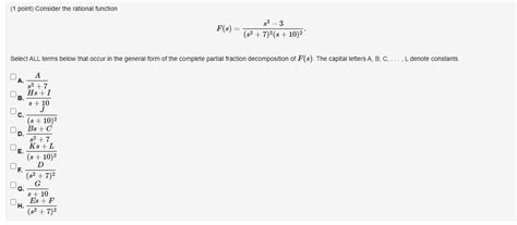 Solved 1 Point Consider The Rational Function
