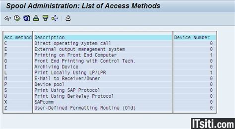 sap printing access method