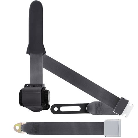 Soft Sash 3 Point Seat Belt Chrome Lift Latch Charcoal