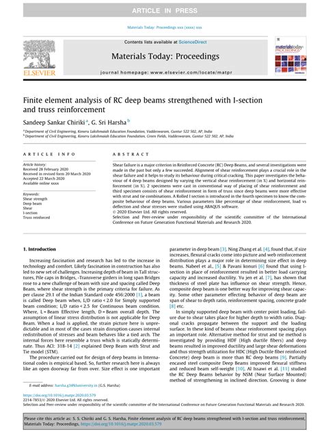 Pdf Finite Element Analysis Of Rc Deep Beams Strengthened With I