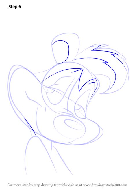How to Draw Pepé Le Pew Face Pepé Le Pew Step by Step DrawingTutorials com