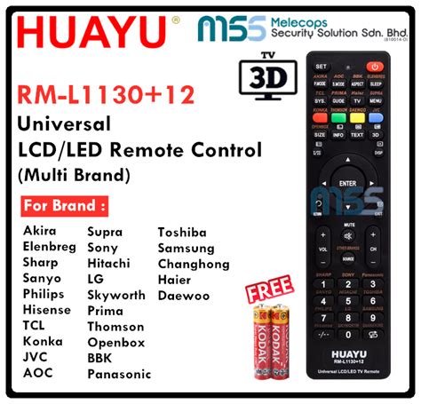 Huayu Universal Lcd Led 3d Tv Remote Control Rm L1130 12 Lazada