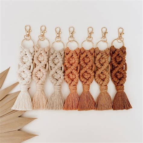 Macrame Keychains Boho Keychains Boho Macrame Keychains Etsy