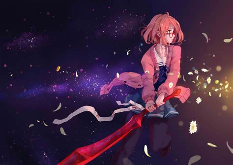Sword Glasses Anime Anime Girls Skirt Kuriyama Mirai Short Hair