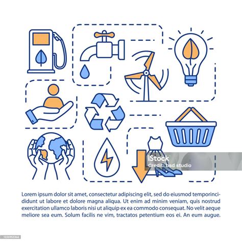 텍스트와 책임 소비 개념 아이콘 생태 및 환경 보존 Ppt 페이지 벡터 템플릿입니다 브로셔 잡지 선형 일러스트가 있는 소책자 디자인 요소 0명에 대한 스톡 벡터 아트 및