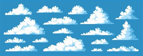 Pixel Clouds 8 Bit Game Asset Collection Videogame Background
