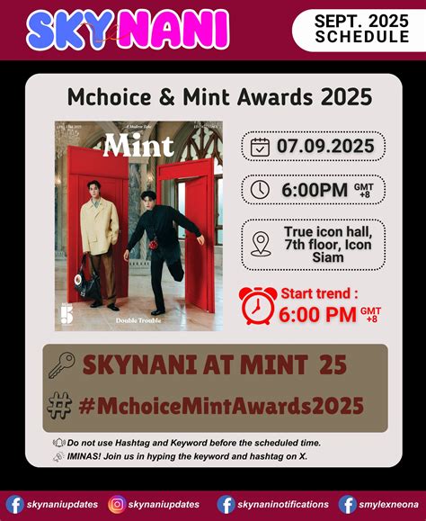 Skynani Skynanis Schedule 📌 🔆mchoice And Mint Awards 2025🔆 📅 7 Sept 2025 ⌚️ 6 00 Pm Php Time