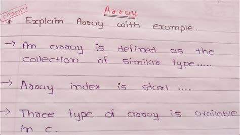 Explain Array With Types And Example C Language In Hindi Youtube
