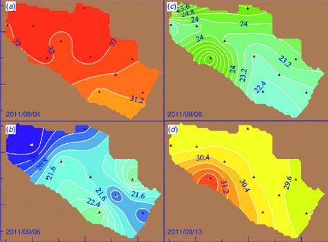 Contour Maps Of Lagoon Surface Salinity Levels On Different Sampling