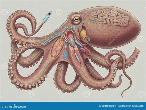 Octopus Anatomy Illustration 388402386