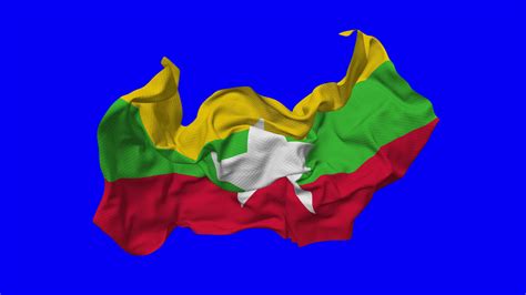 Myanmar Burma Flag Seamless Looping Flying In Wind Looped Bump