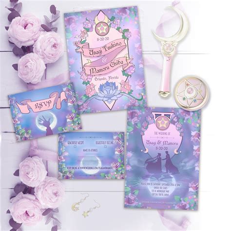 Plantilla De Invitación De Boda Inspirada En Sailor Moon Etsy