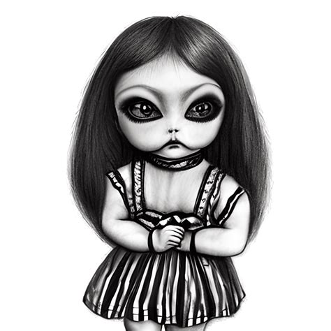 Creepy Doll Chibi Graphic · Creative Fabrica