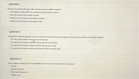 Solved How Can You Estimate The Age Of The Universe Using