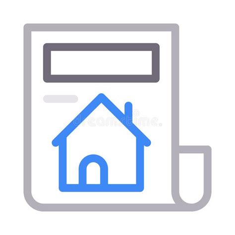 House Document Thin Color Line Vector Icon Stock Vector Illustration