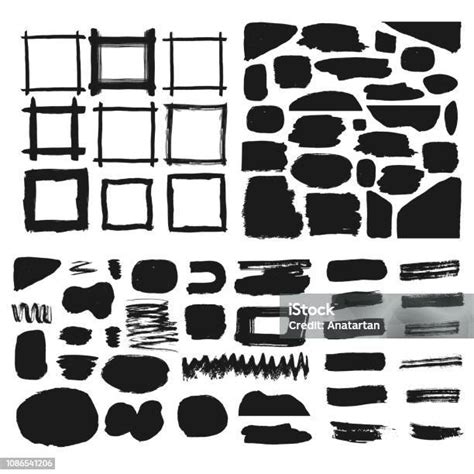 브러쉬 모양의 컬렉션입니다 손으로 그린 디자인입니다 가장자리에 대한 스톡 벡터 아트 및 기타 이미지 가장자리 개체 그룹 거친 Istock