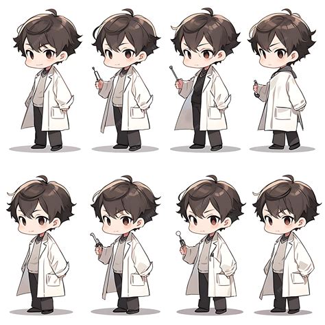 Premium Photo Character Of Male Scientist Chibi Kawaii Laboratory