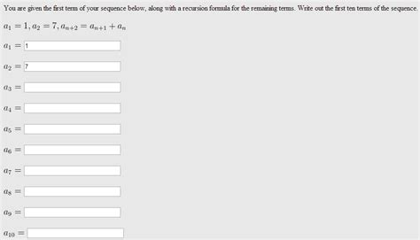 Solved You Are Given The First Term Of Your Sequence Below Chegg