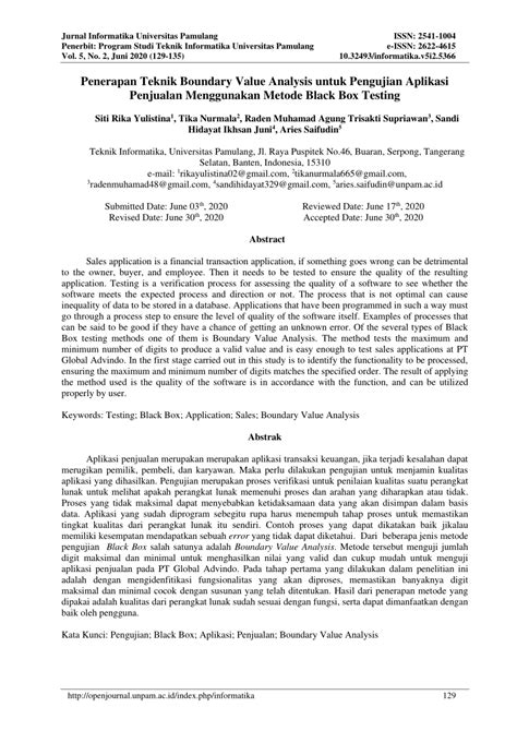 Pdf Penerapan Teknik Boundary Value Analysis Untuk Pengujian Aplikasi