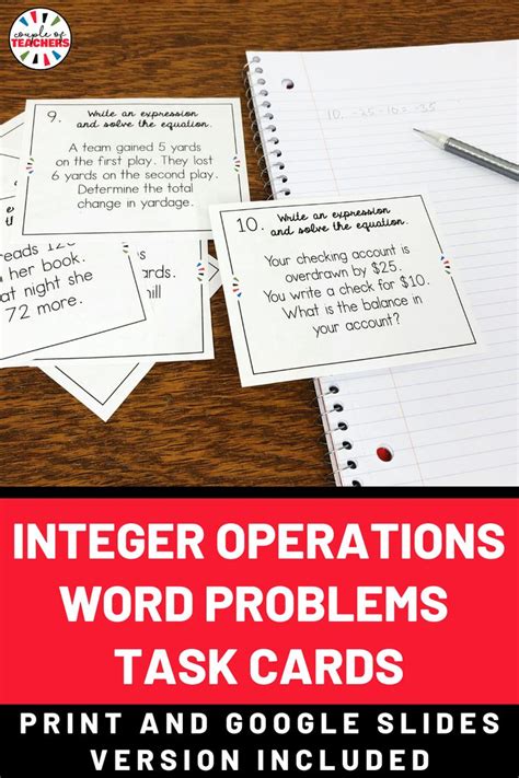 integer operations word problems print and digital learning