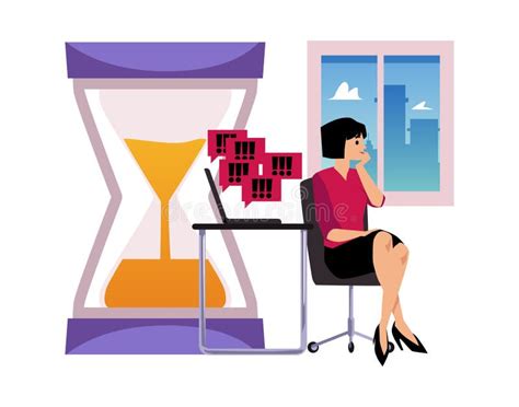 Mujer Procrastina En El Hogar O En La Oficina Ilustración Vectorial