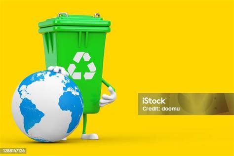 지구 지구와 재활용 기호 녹색 쓰레기 쓰레기 쓰레기통 문자 마스코트 3d 렌더링 0명에 대한 스톡 사진 및 기타 이미지 0명 개념 구 Istock