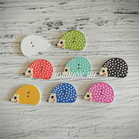 Набор пуговиц Ёж дерево 3 шт ХоббиОК