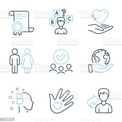 사회적 책임 마음과 비트 코인 생각 아이콘 세트를 개최합니다 공유 퀴즈 테스트 및 화장실 표지판 벡터 물음표에 대한 스톡 벡터 아트 및 기타 이미지 Istock