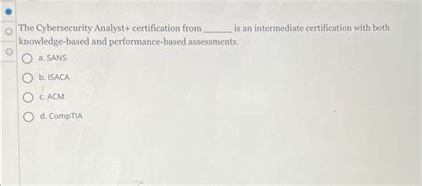 Solved The Cybersecurity Analyst ﻿certification From Is An