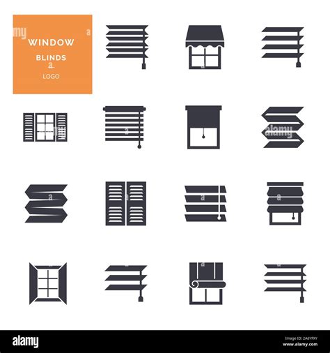 Vector Isolated Icons Set Of Window Blinds Vector Glyph Icons Logotype Collection Stock Vector