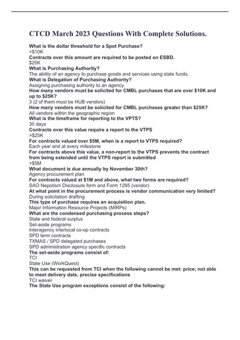 Ctcd March 2023 Questions With Complete Solutions Ctcd Stuvia Us