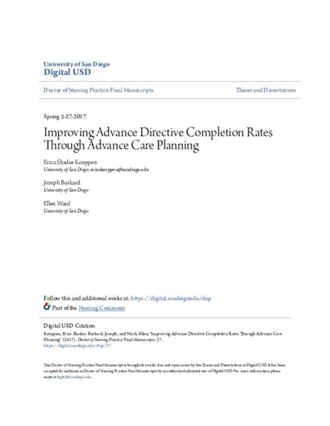 Pdf Improving Advance Directive Completion Rates Through Advance Care