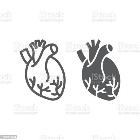 인간의 마음 선 및 문자 모양 아이콘 해부학 생물학 심장학 서명 벡터 그래픽 흰색 배경 Eps 10에 선형 패턴 건강관리와 의술에 대한 스톡 벡터 아트 및 기타 이미지