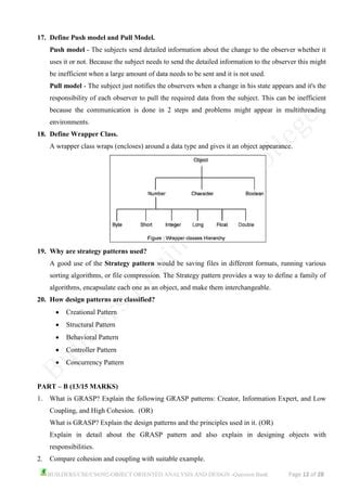 CS6502 OOAD Question Bank And Answer PDF