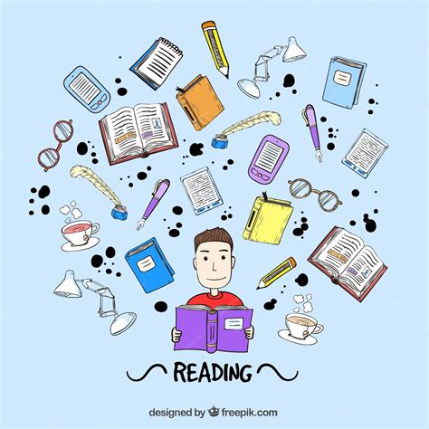 소년 독서 책 무료 벡터